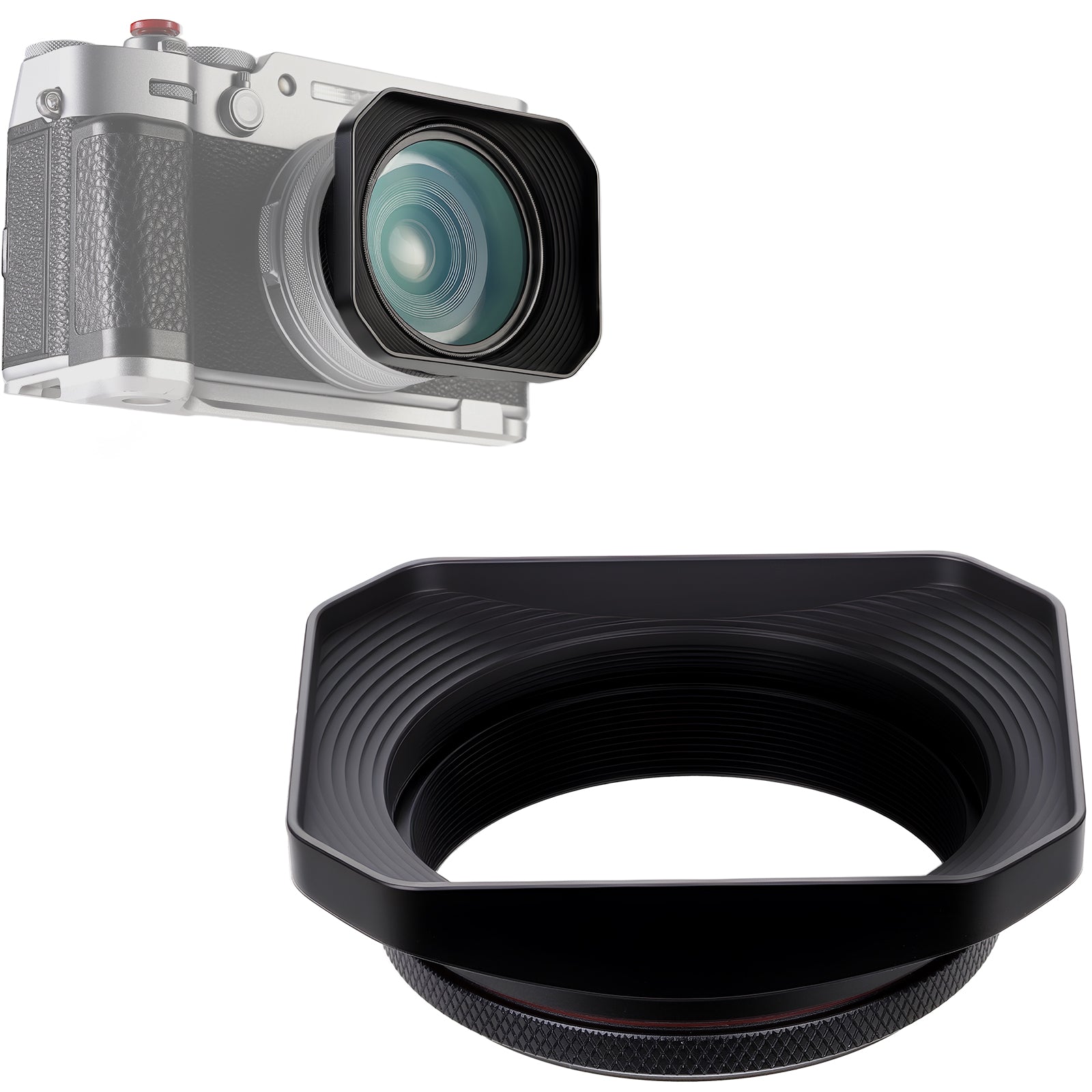 Haoge Square Metal Lens Hood with 49mm Uv Filter Adapter Ring for ...
