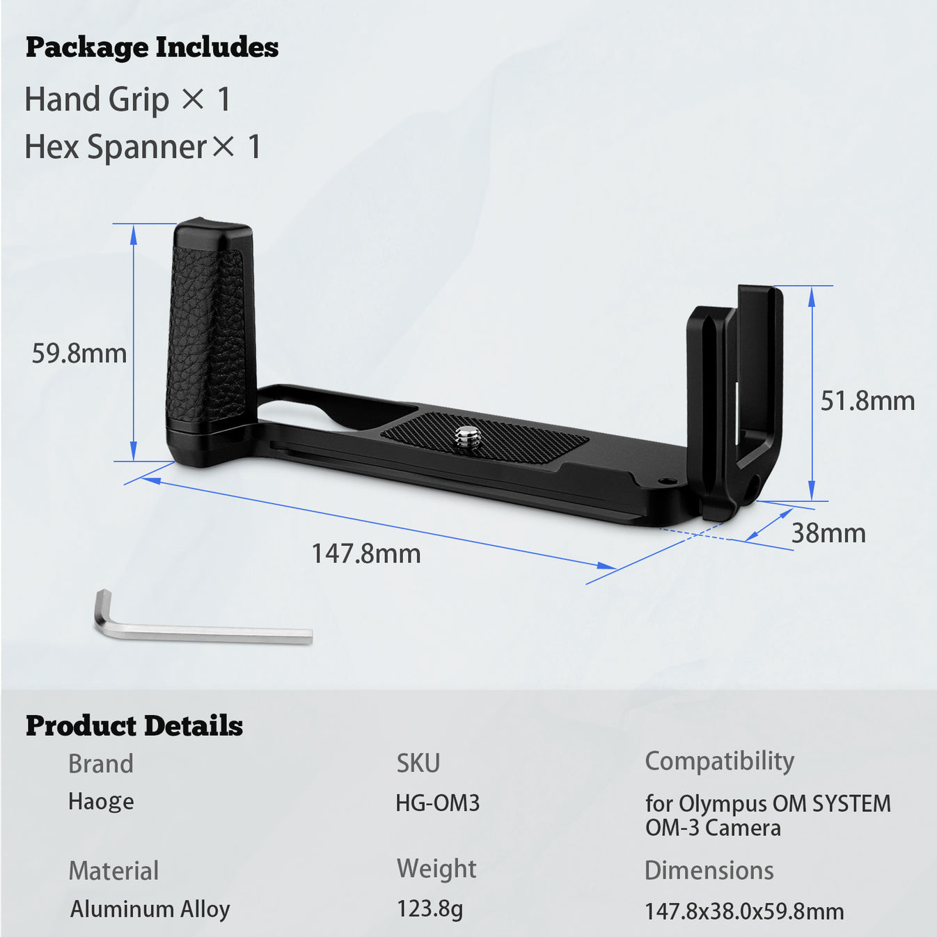 Haoge HG-OM3 Camera Bracket Holder Hand Grip for OM SYSTEM OM-3 Camera ...