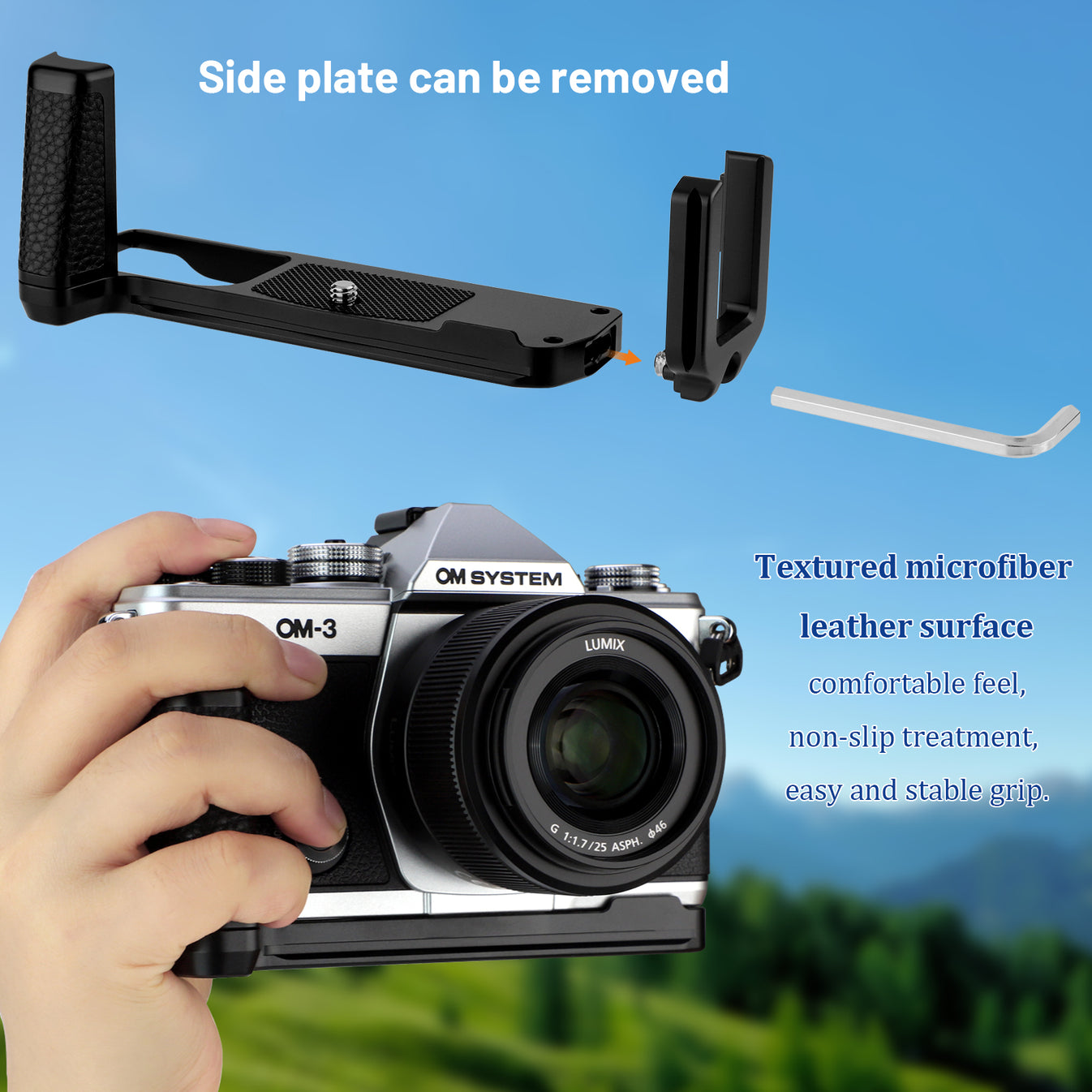 Haoge HG-OM3 Camera Bracket Holder Hand Grip for OM SYSTEM OM-3 Camera ...