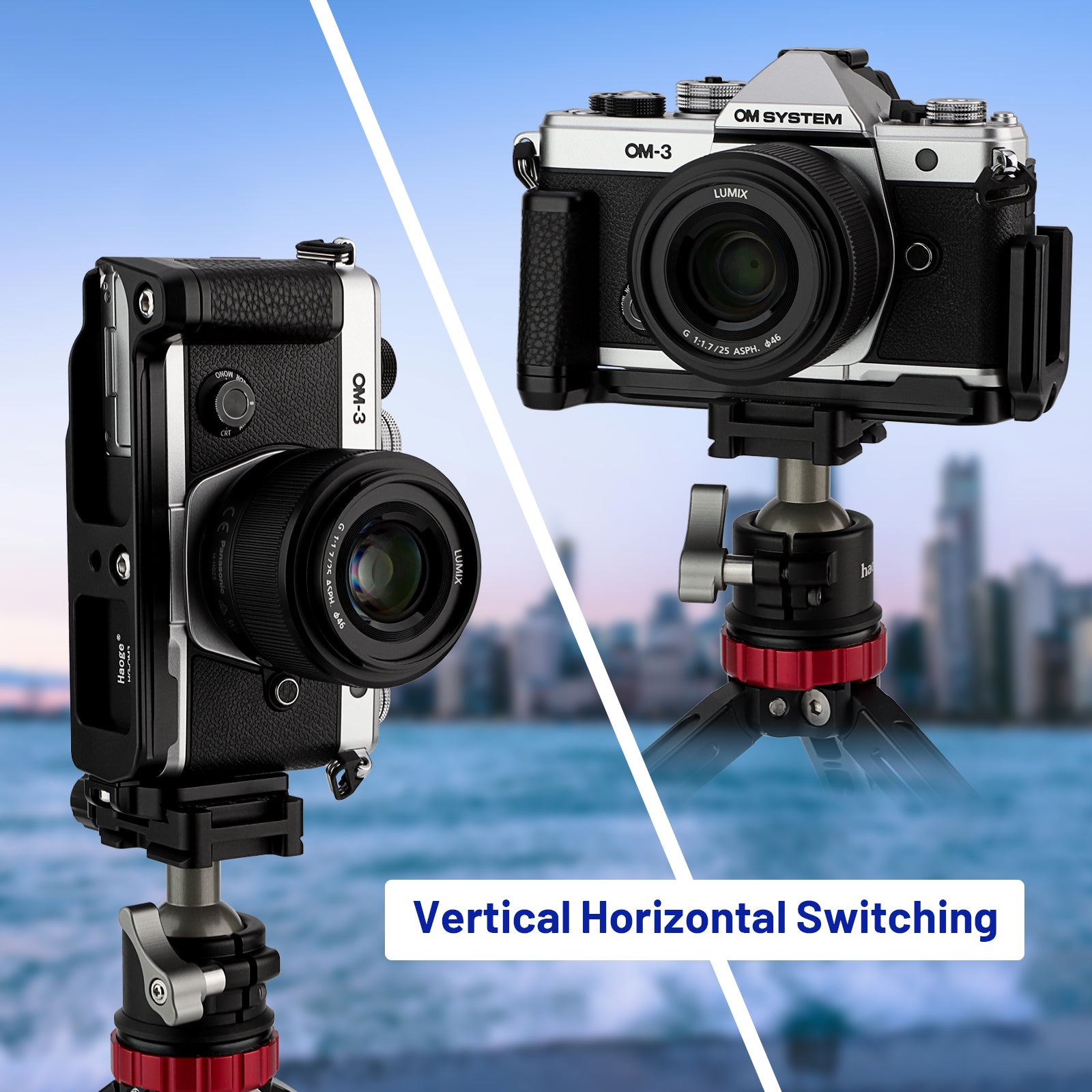 Haoge HG-OM3 Camera Bracket Holder Hand Grip for OM SYSTEM OM-3 Camera ...